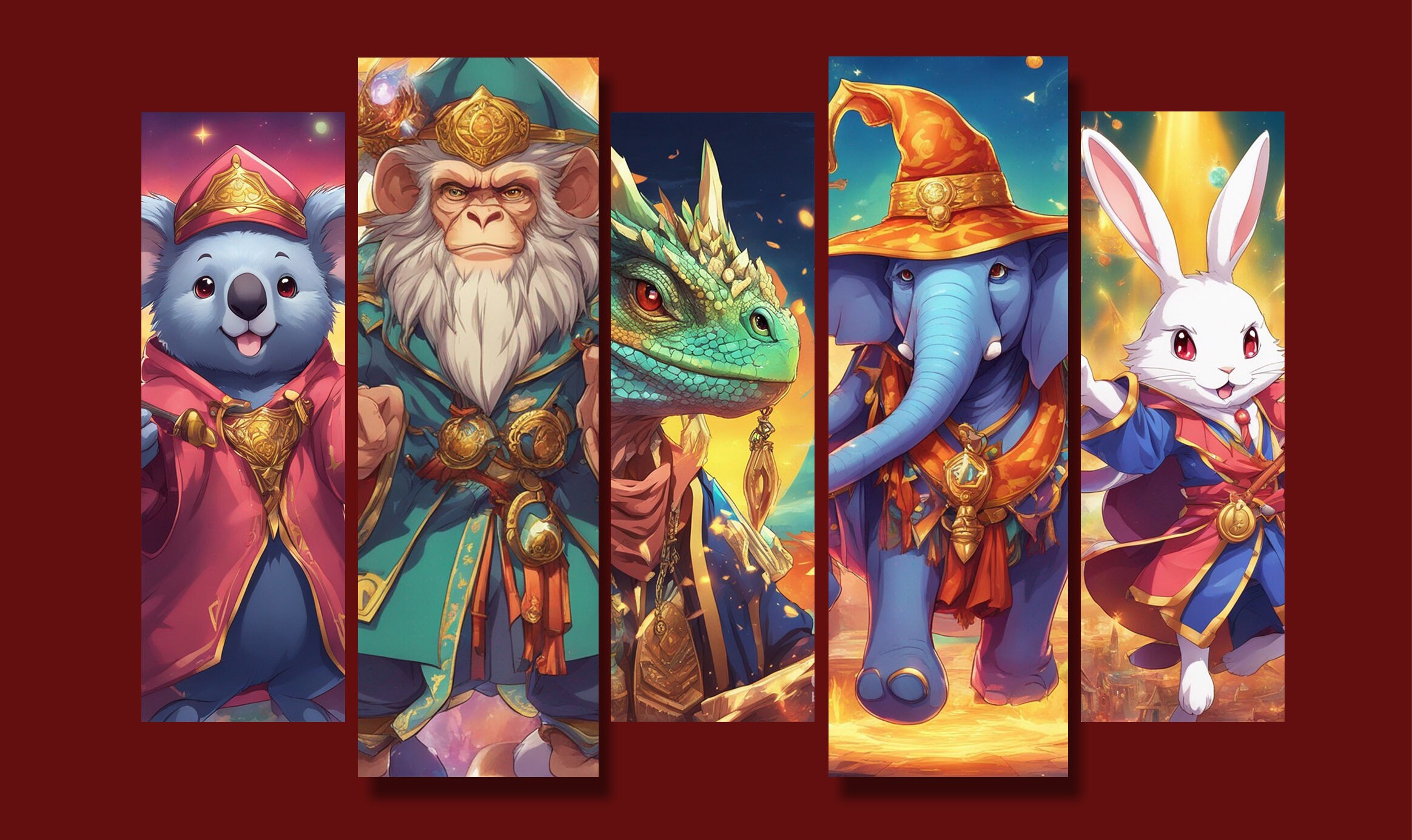 Wizard Animals Colorful Printable Bookmark Pack 40 - Etsy