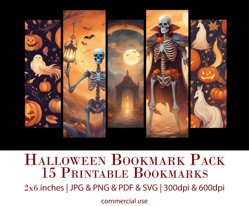 15 Halloween Bookmarks Design, Colorful Halloween Bookmark Bundle ...
