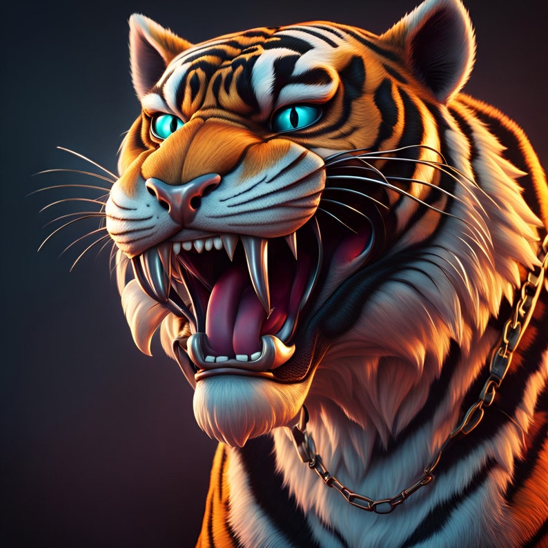 Growling Tiger, AI Art, Wall Art, AI Generated Art, Digital Art Print ...