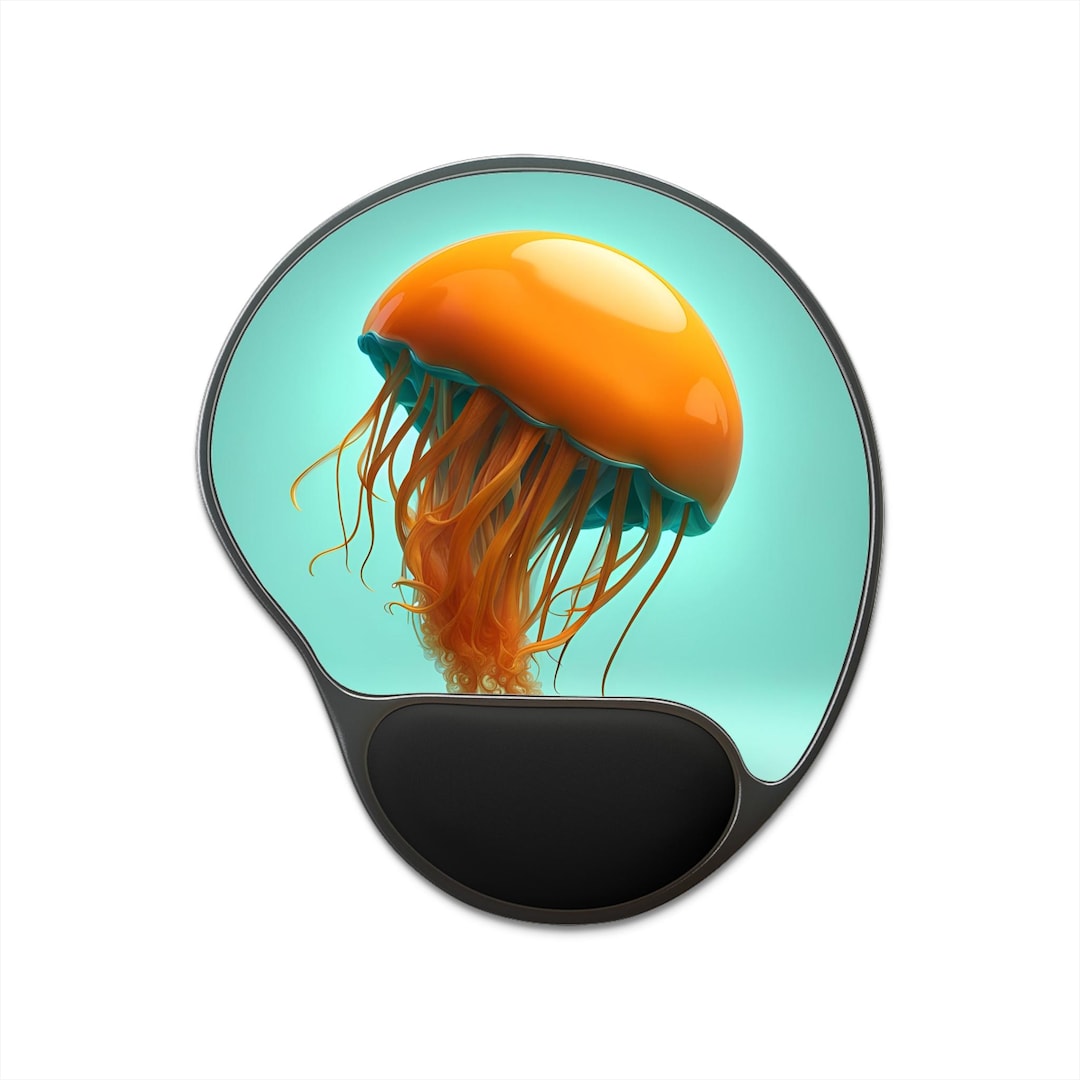 Orange Jellyfish Mouse Pad, Cute Desk Accessory, Unique Office Gift ...