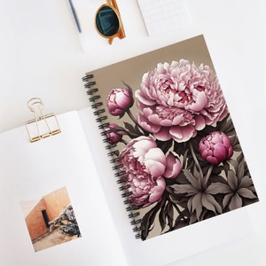 Pink Peonies, Spiral Notebook, Journal, Tarot Journal, Gift for Her/mom ...