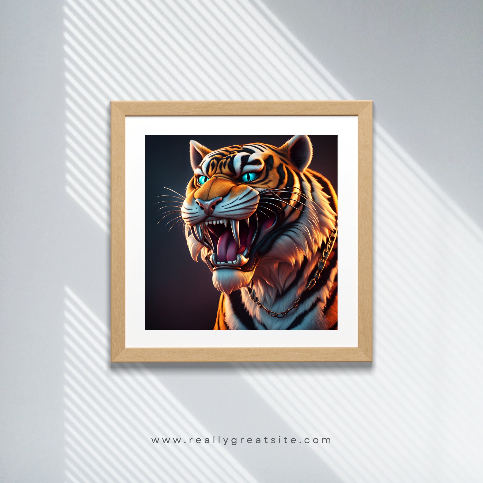 Growling Tiger, AI Art, Wall Art, AI Generated Art, Digital Art Print ...