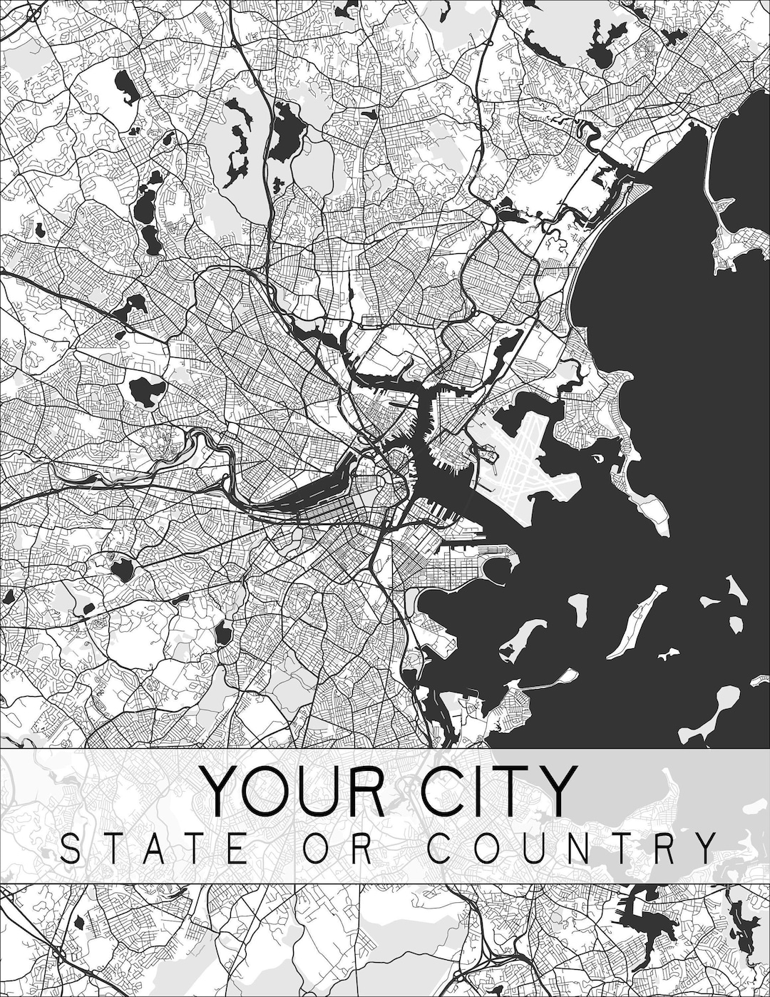 CUSTOM City Map, Professional Cartography, Any Location, Any City ...