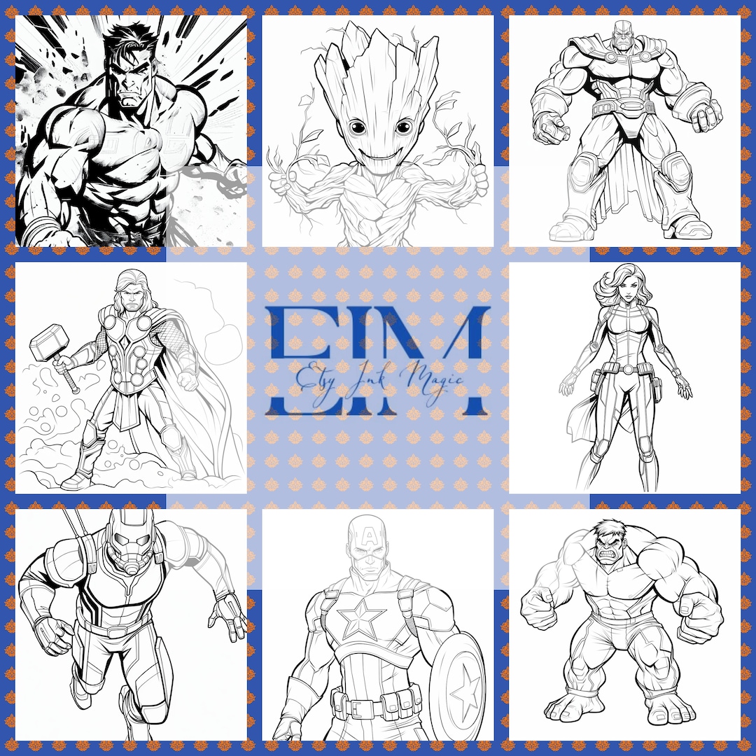 Avengers Superheroes Kids Coloring Pages | Hulk Thanos |thor | Black ...