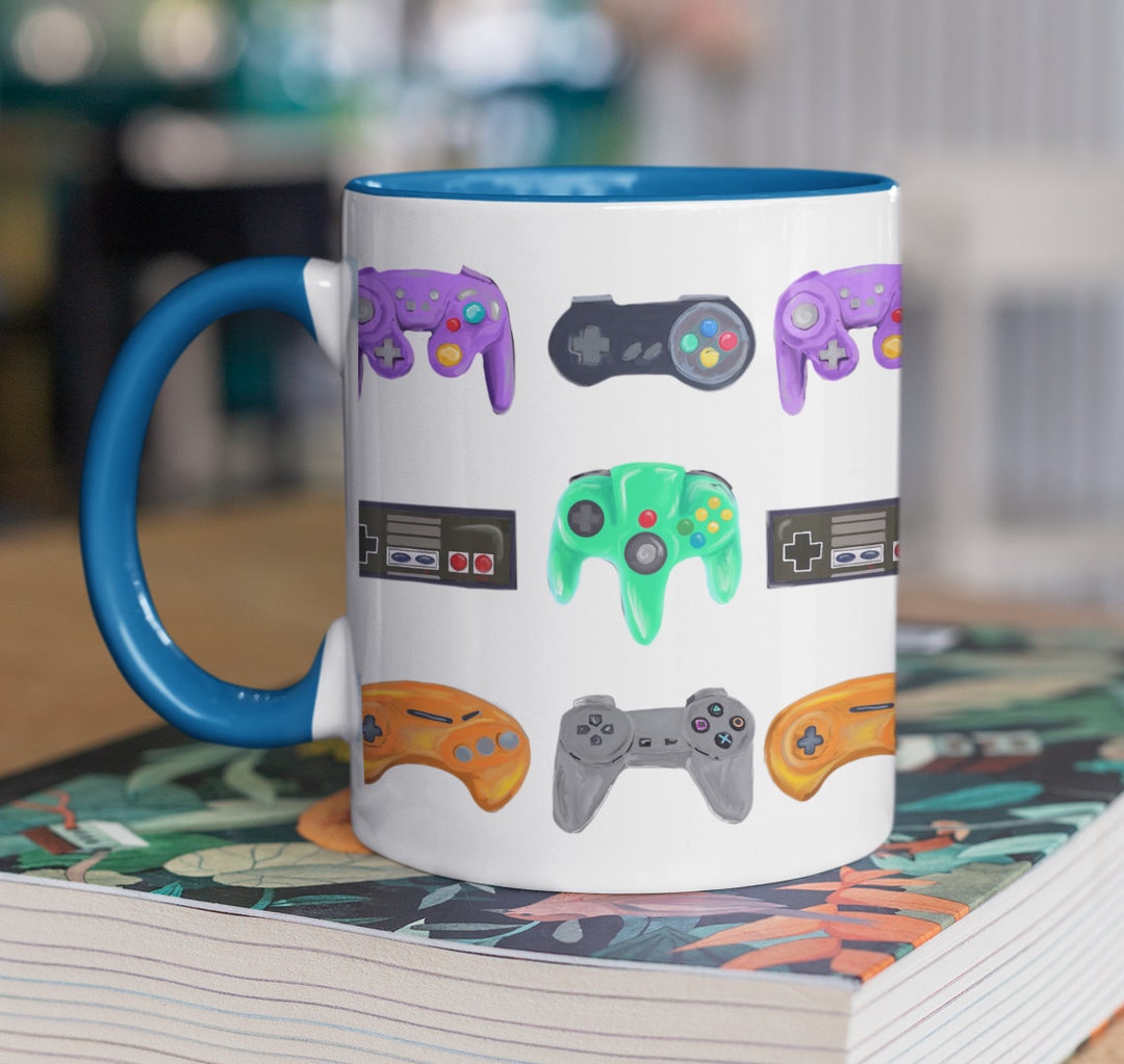 Retro Gaming Controllers Ceramic Coffee Mug - Nintendo N64, PS1 ...