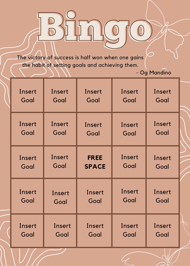 EDITABLE Goals Bingo Card - Etsy