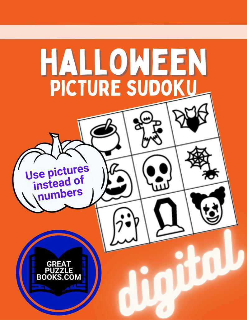 Halloween Picture Sudoku Digital Collection - Etsy