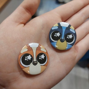 Blue and Orange Dog Inspired Art 32 Mm Pin Button Badge - Etsy