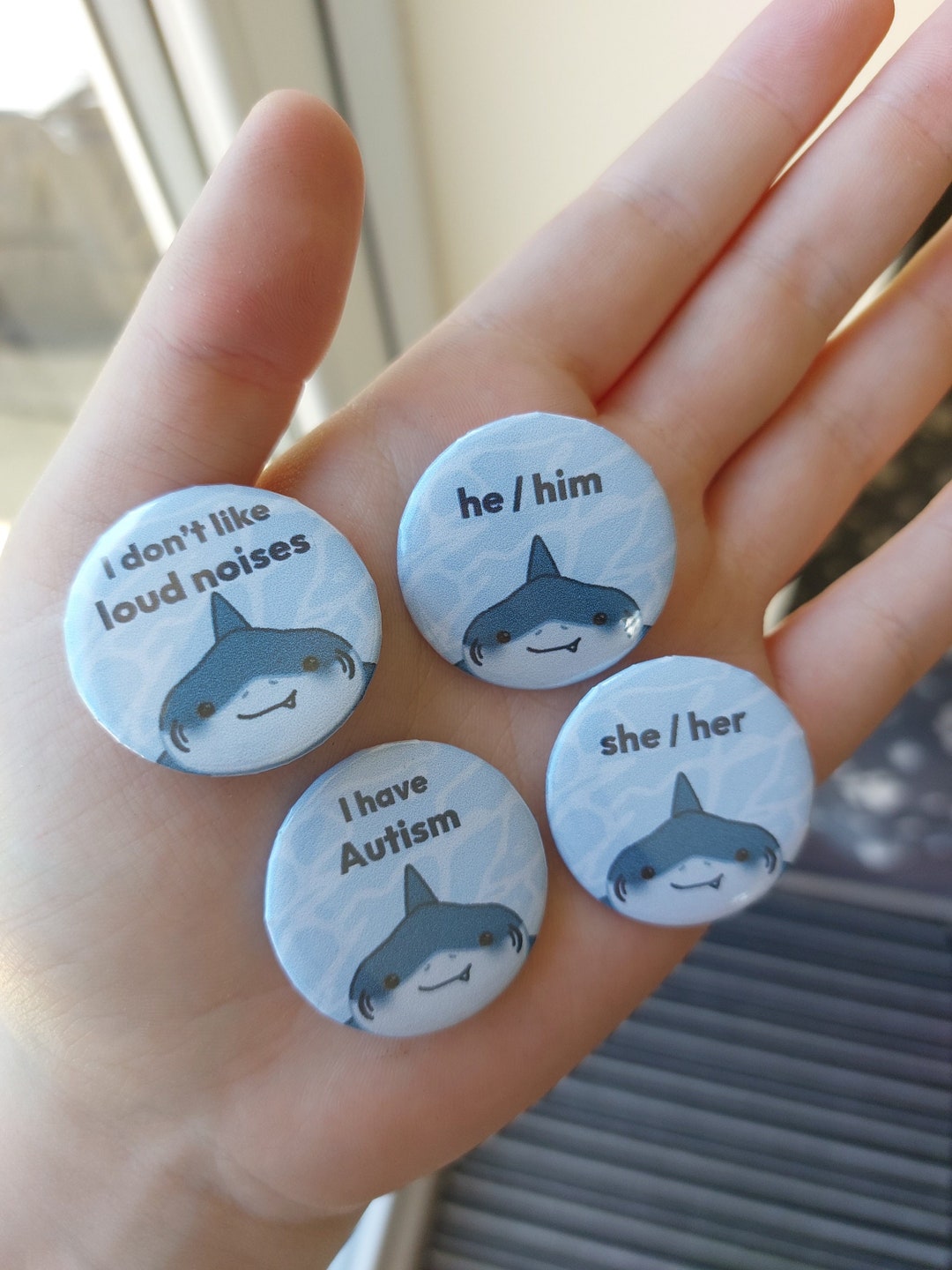 Custom Text Shark Pin Badge 32mm - Etsy