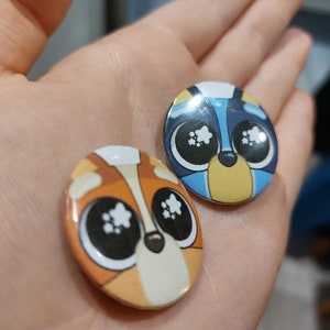 Blue and Orange Dog Inspired Art 32 Mm Pin Button Badge - Etsy