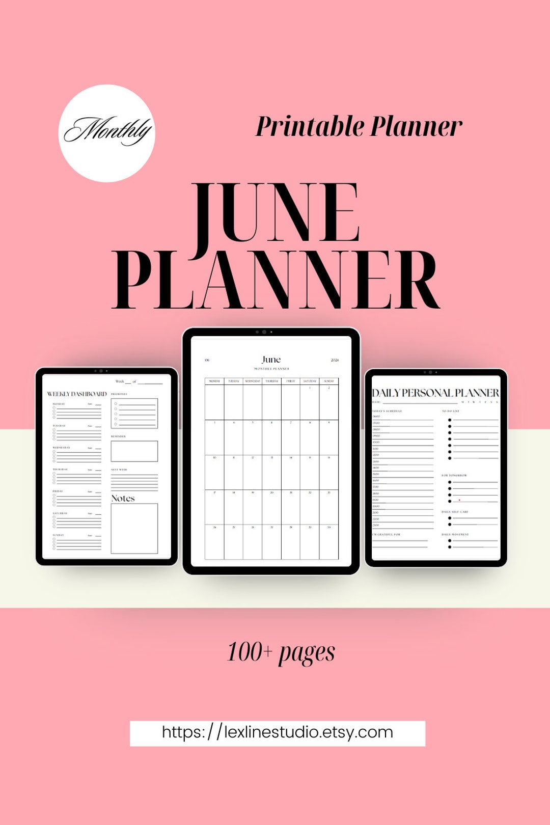 June Planner, Digital Planner, Printable Planner, 2024 Planner, Daily ...