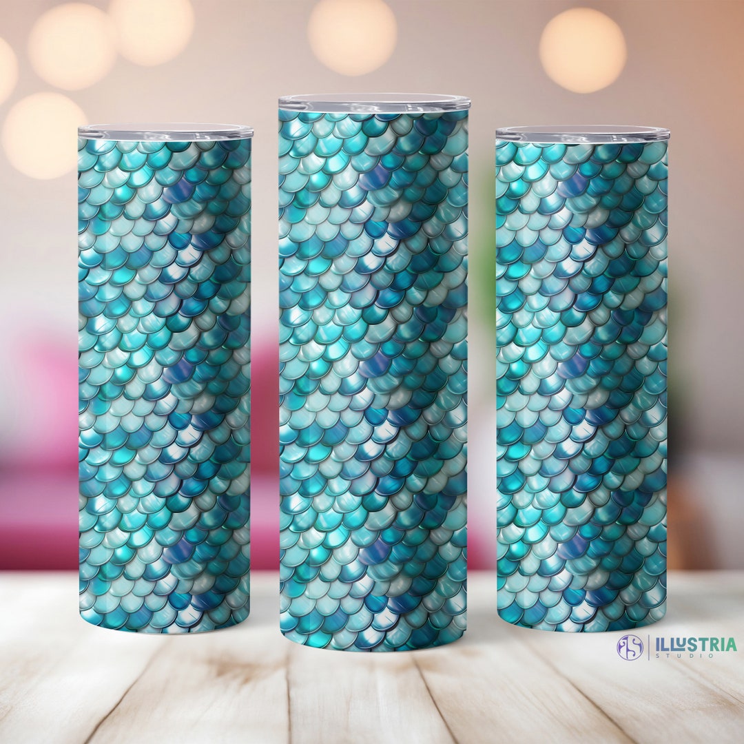 3D Blue Fish Scales Tumbler Sublimation Design | 20 Oz Seamless ...
