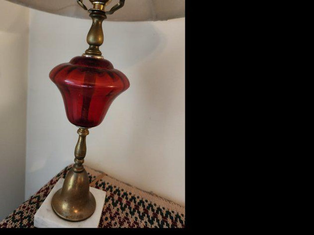 Vintage Ruby Red Glass Lamp on Marble Base 4 X 25 - Etsy