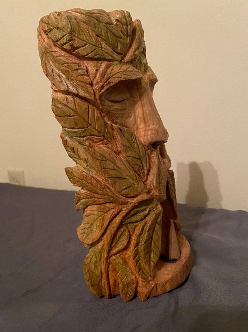 Wood Carving, Green Man, Incense Burner ,one of a Kind Wood Art - Etsy