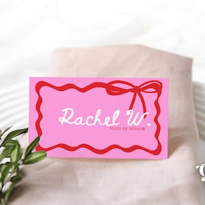 Pink Name Card Template, Editable Birthday Seating Card, Wedding Name ...