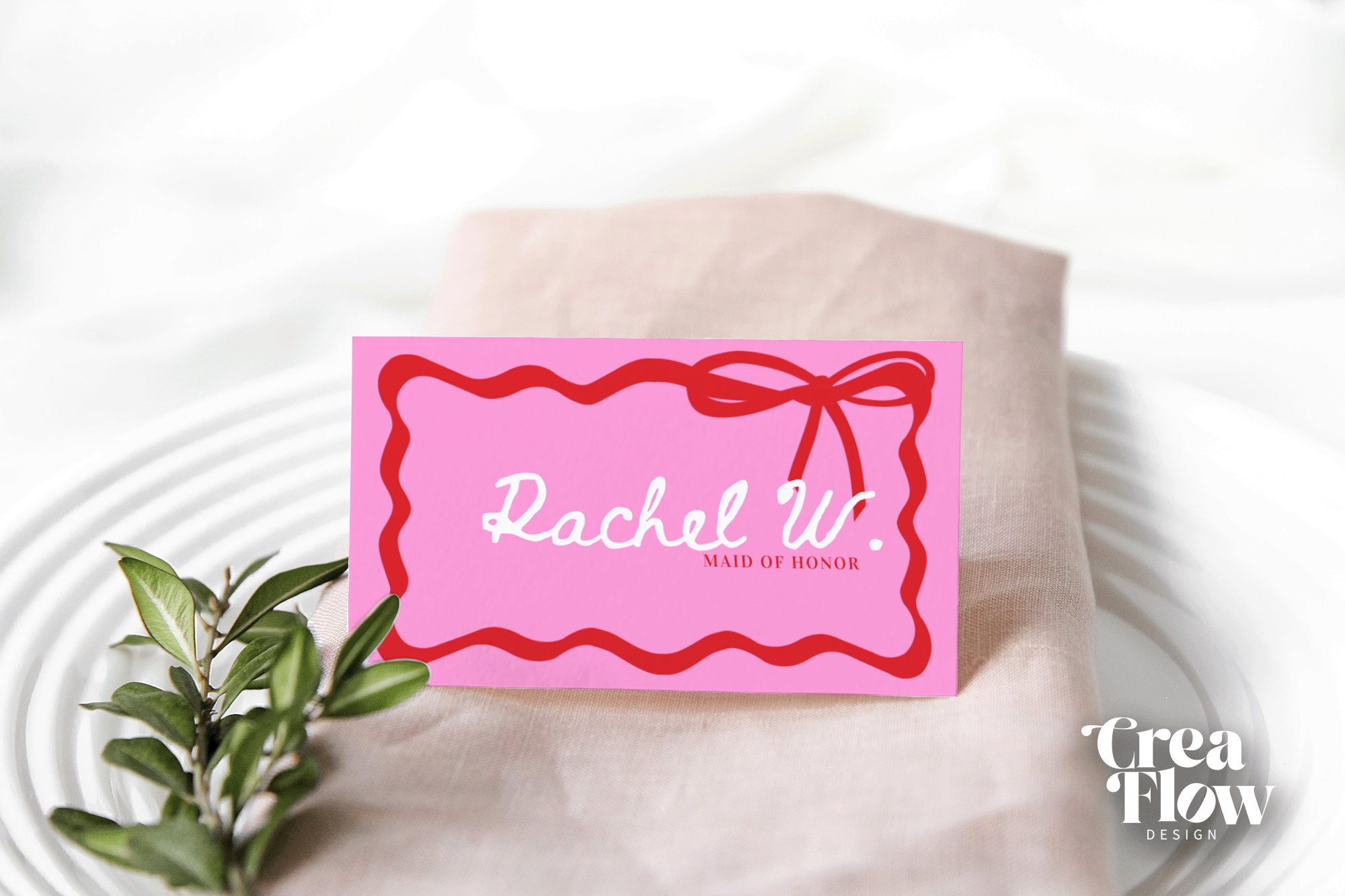 Pink Name Card Template, Editable Birthday Seating Card, Wedding Name ...