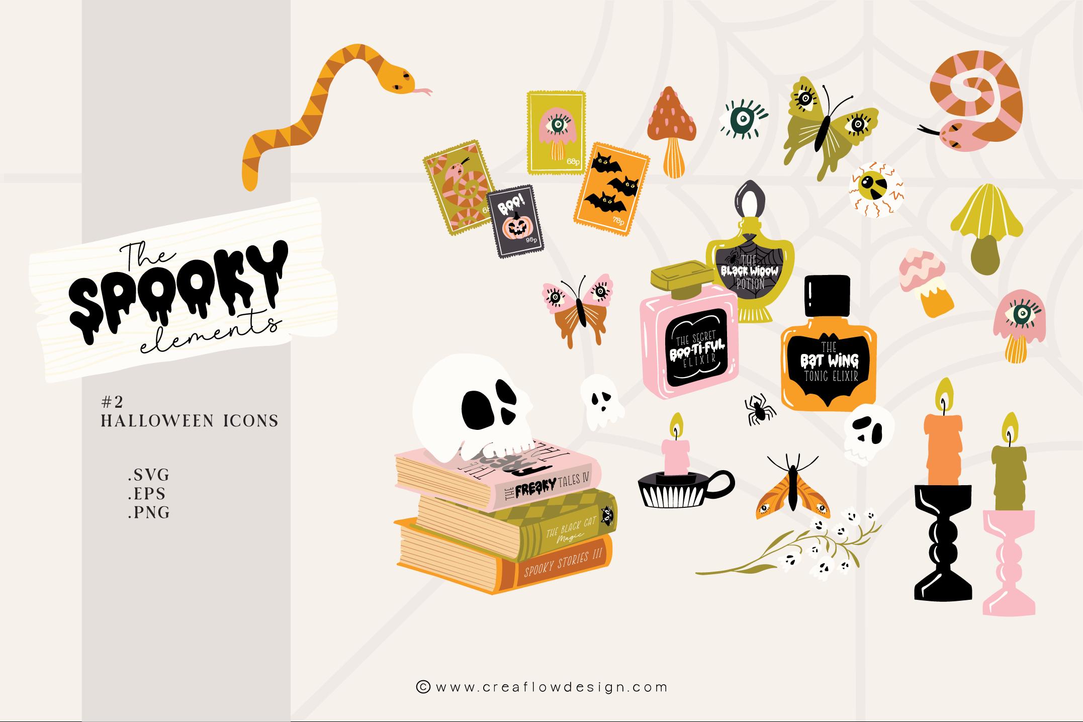 Whimsical Halloween Clipart Pack, 85 Hand Drawn Halloween Desserts ...