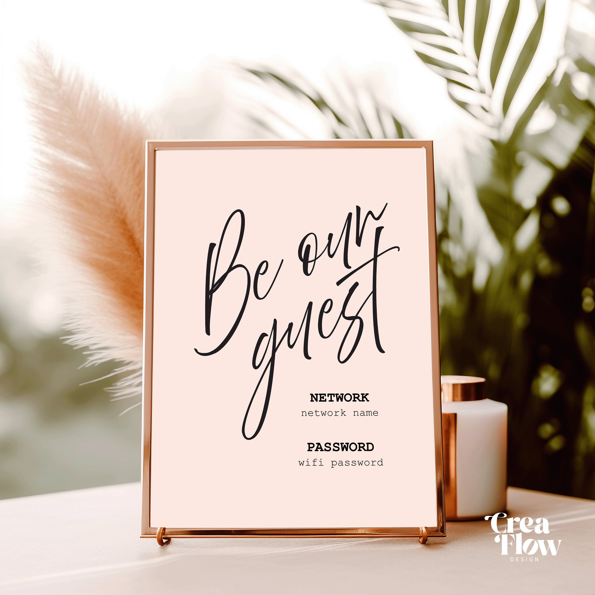 Minimal Guest Wifi Sign, Printable Wifi Password Code, Guest Room ...