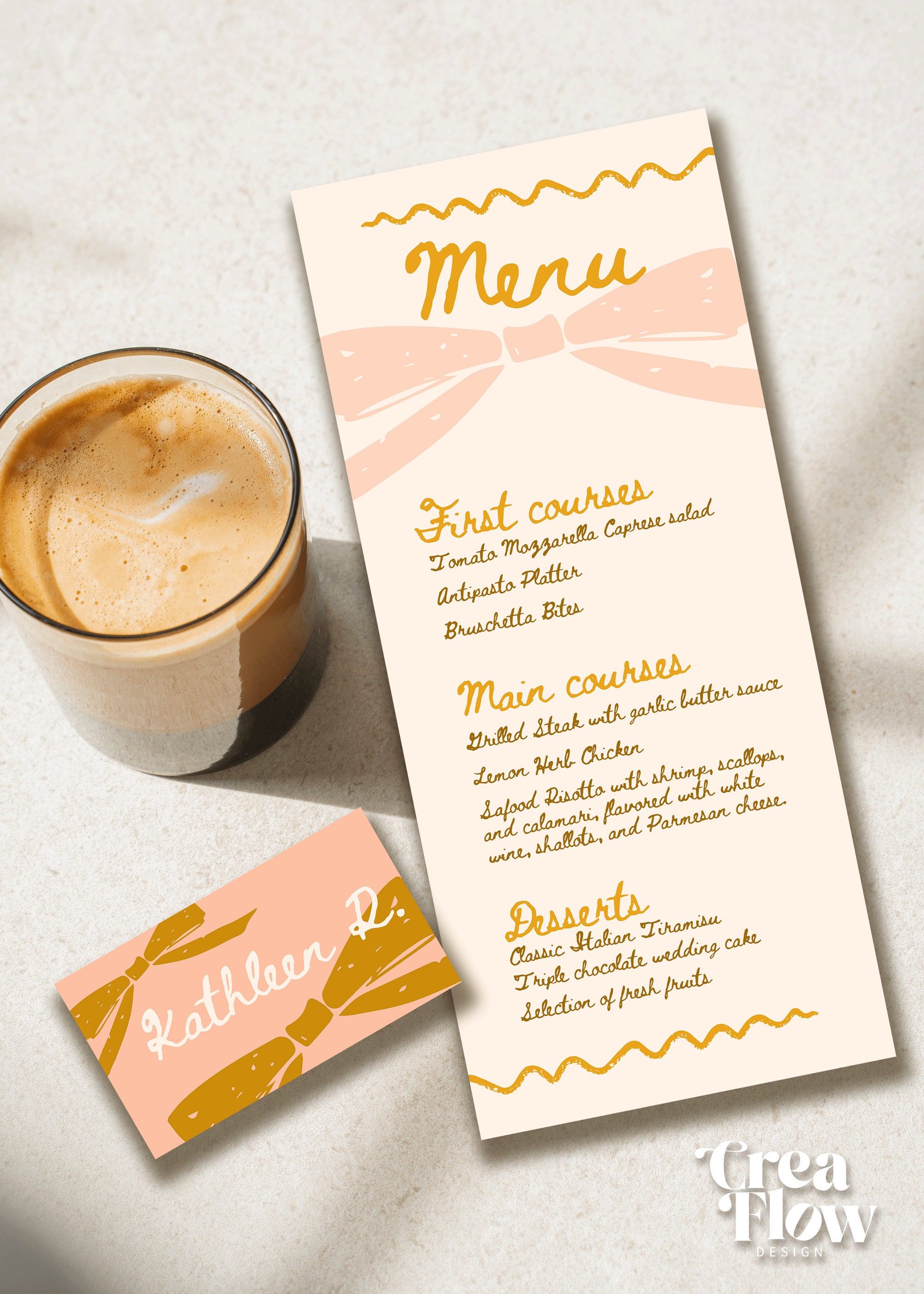 Groovy Menu and Name Card Template, Birthday Party Menu Template ...