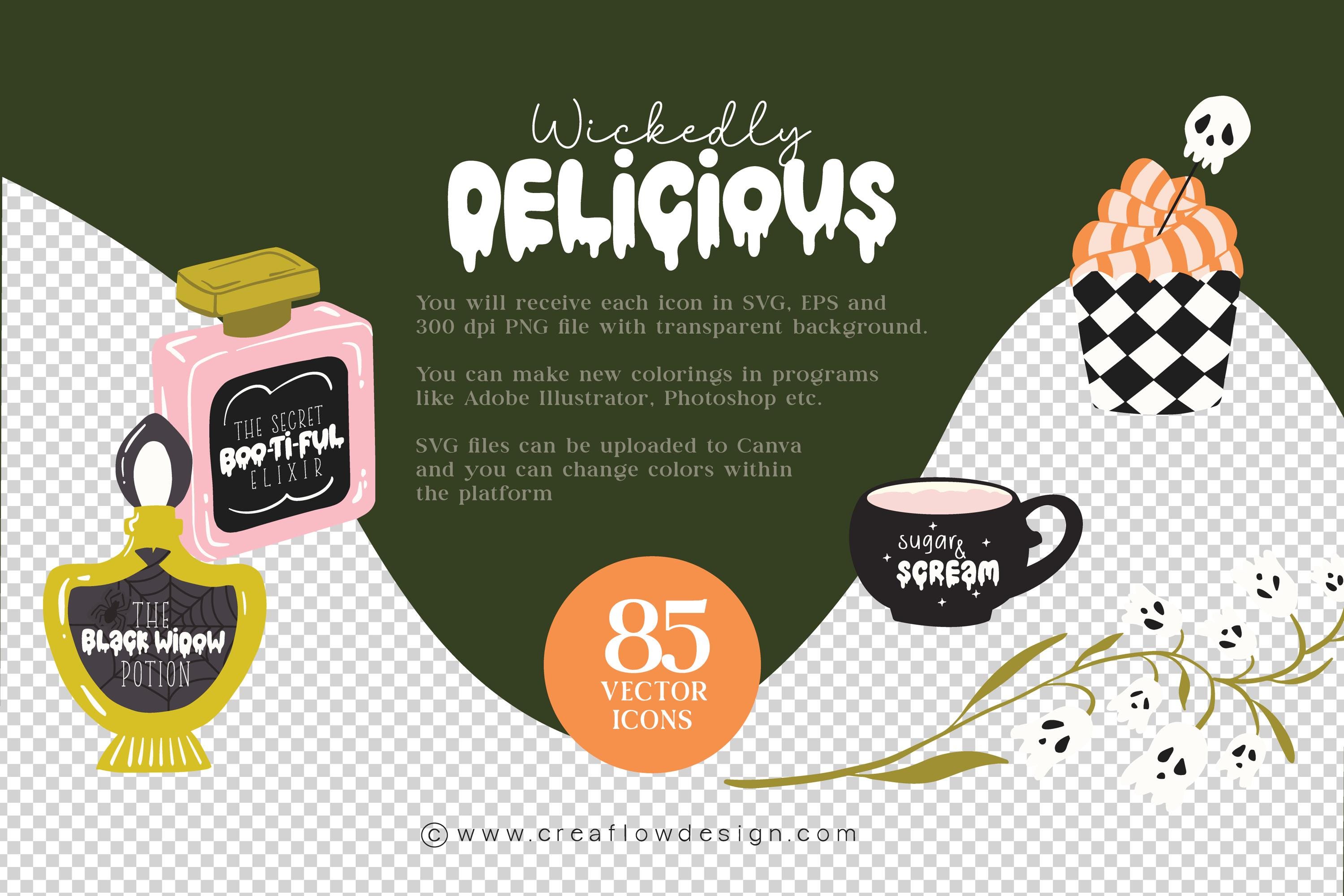 Whimsical Halloween Clipart Pack, 85 Hand Drawn Halloween Desserts ...