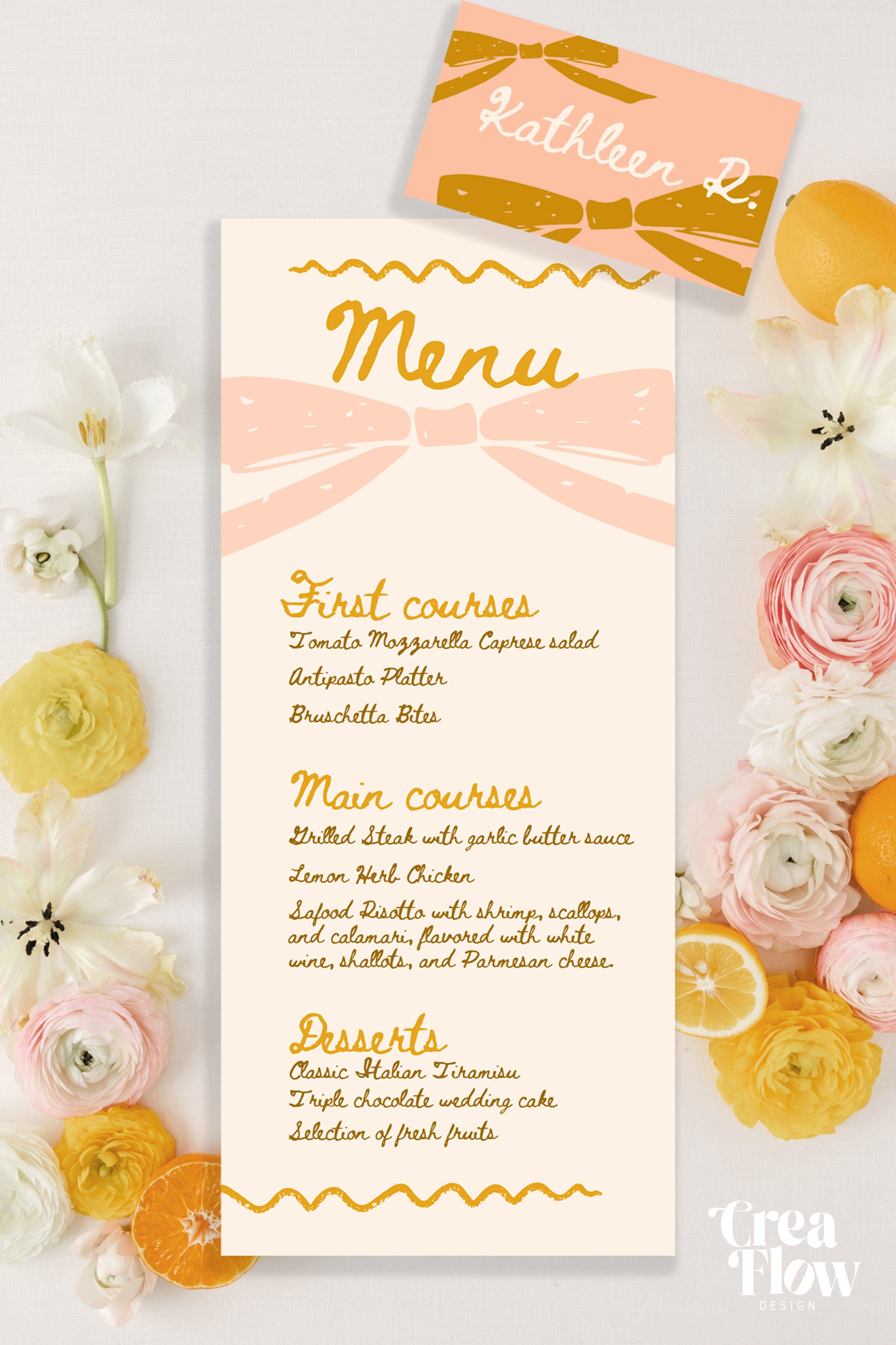 Groovy Menu and Name Card Template, Birthday Party Menu Template ...