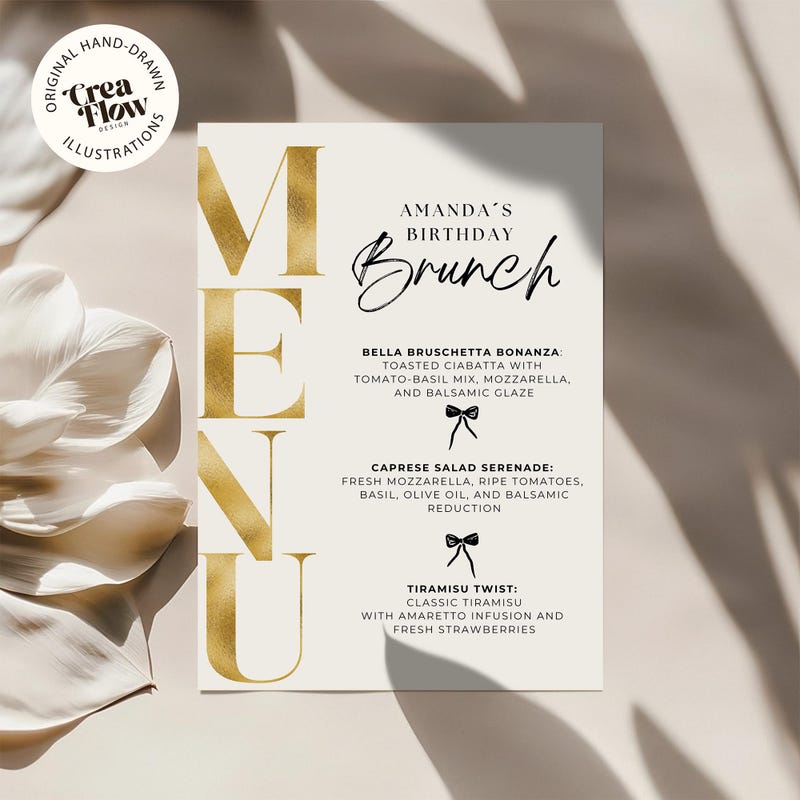 Gold Foil Menu - Etsy
