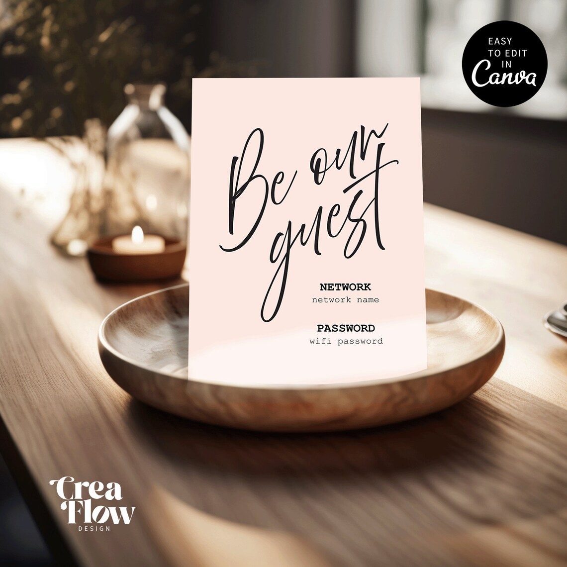 Minimal Guest Wifi Sign, Printable Wifi Password Code, Guest Room ...