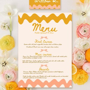 Wavy Border Menu and Name Card Template, Hand Drawn Birthday Menu ...