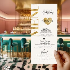 Gold Foil Menu & Place Card Template: Birthday Dinner (digital Download ...