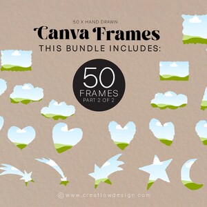 Drag and Drop Canva Frames Bundle, Distressed Edge Canva Frames Bundle, 50 Hand Drawn Canva ...