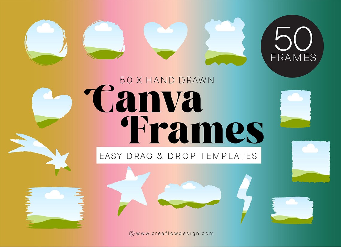Drag and Drop Canva Frames Bundle, Distressed Edge Canva Frames Bundle ...