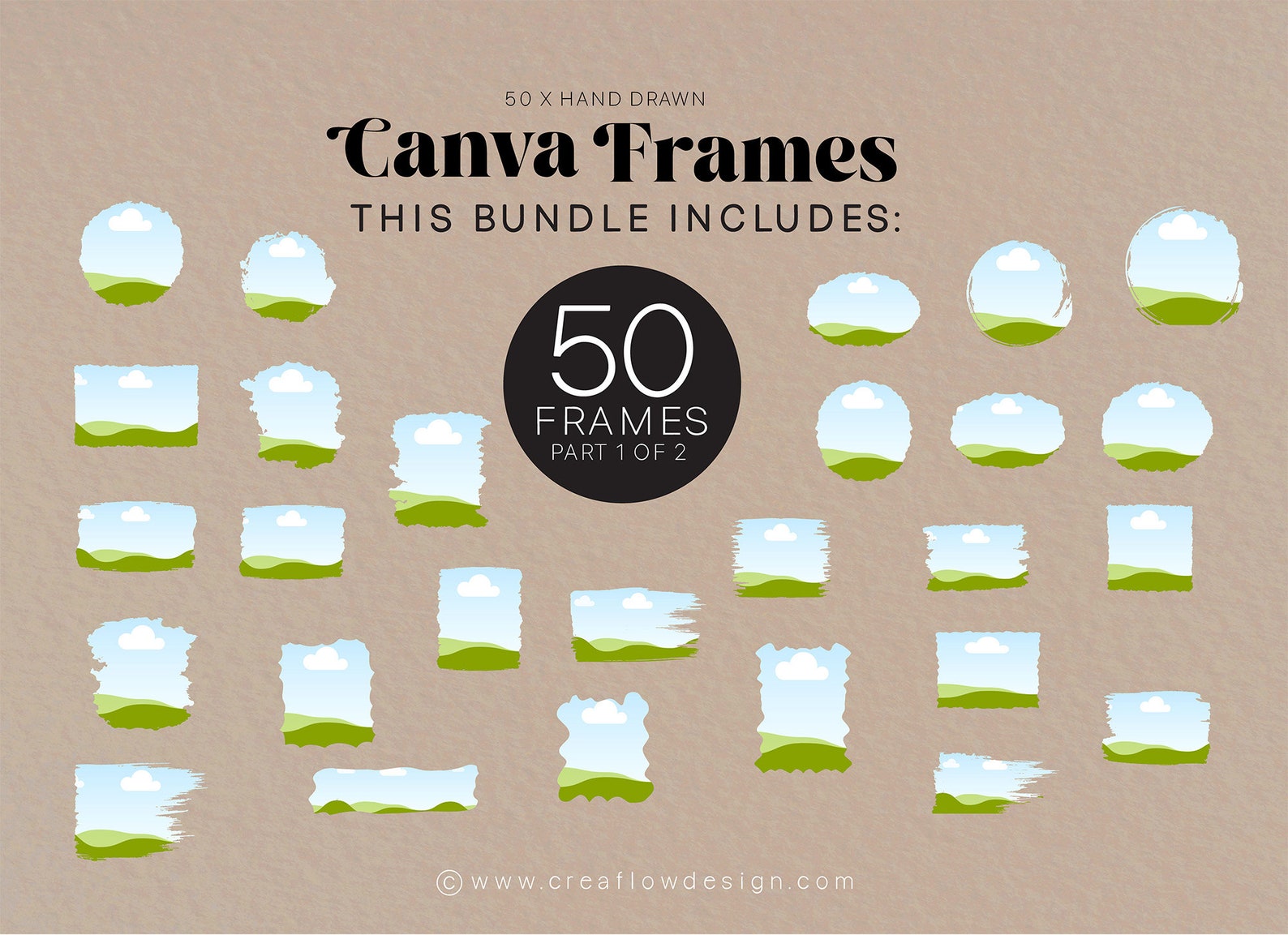 Drag and Drop Canva Frames Bundle, Distressed Edge Canva Frames Bundle ...