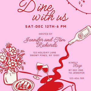 Supper Party Invitation Template, Hand Drawn Birthday Brunch Invitation ...