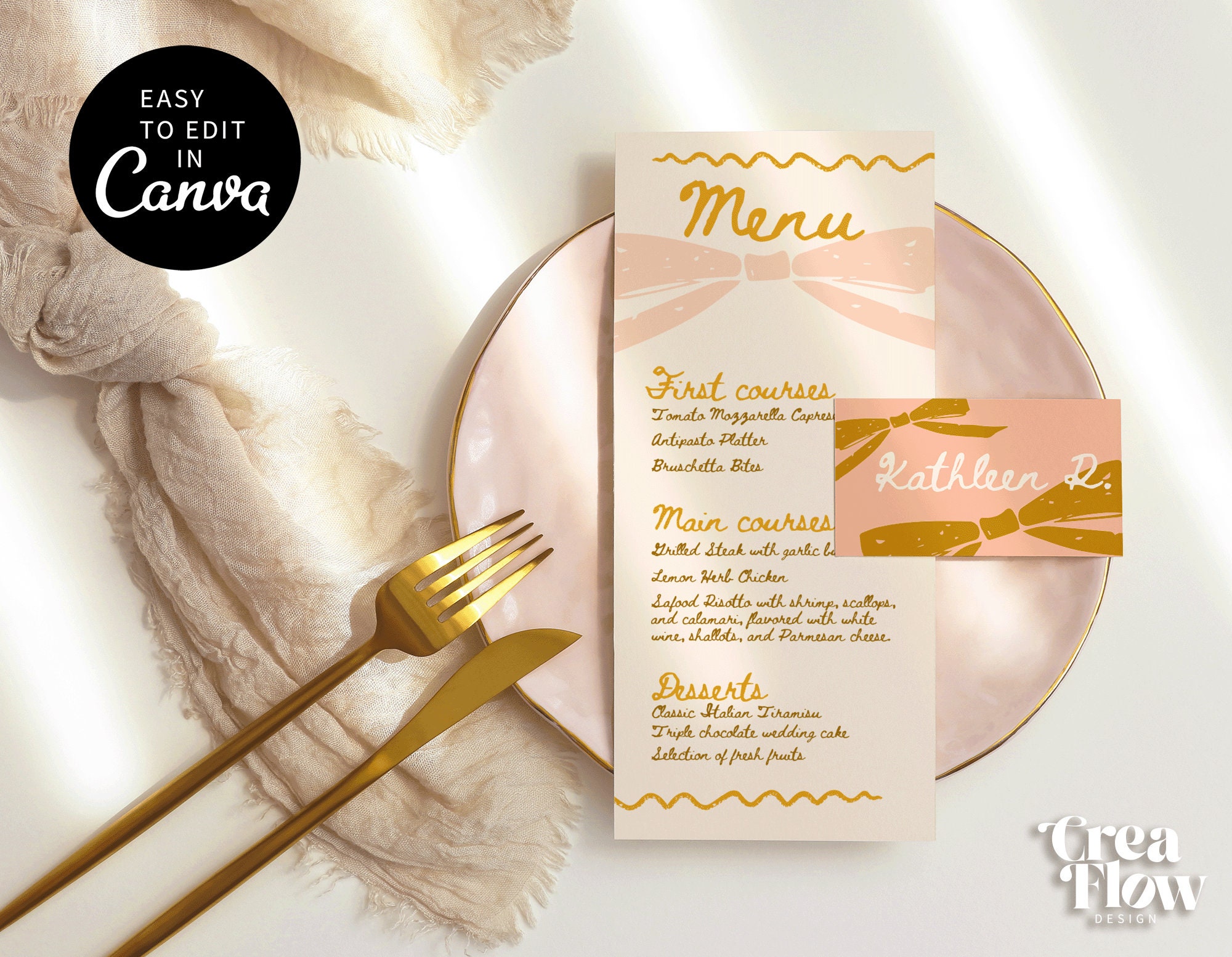 Groovy Menu and Name Card Template, Birthday Party Menu Template ...