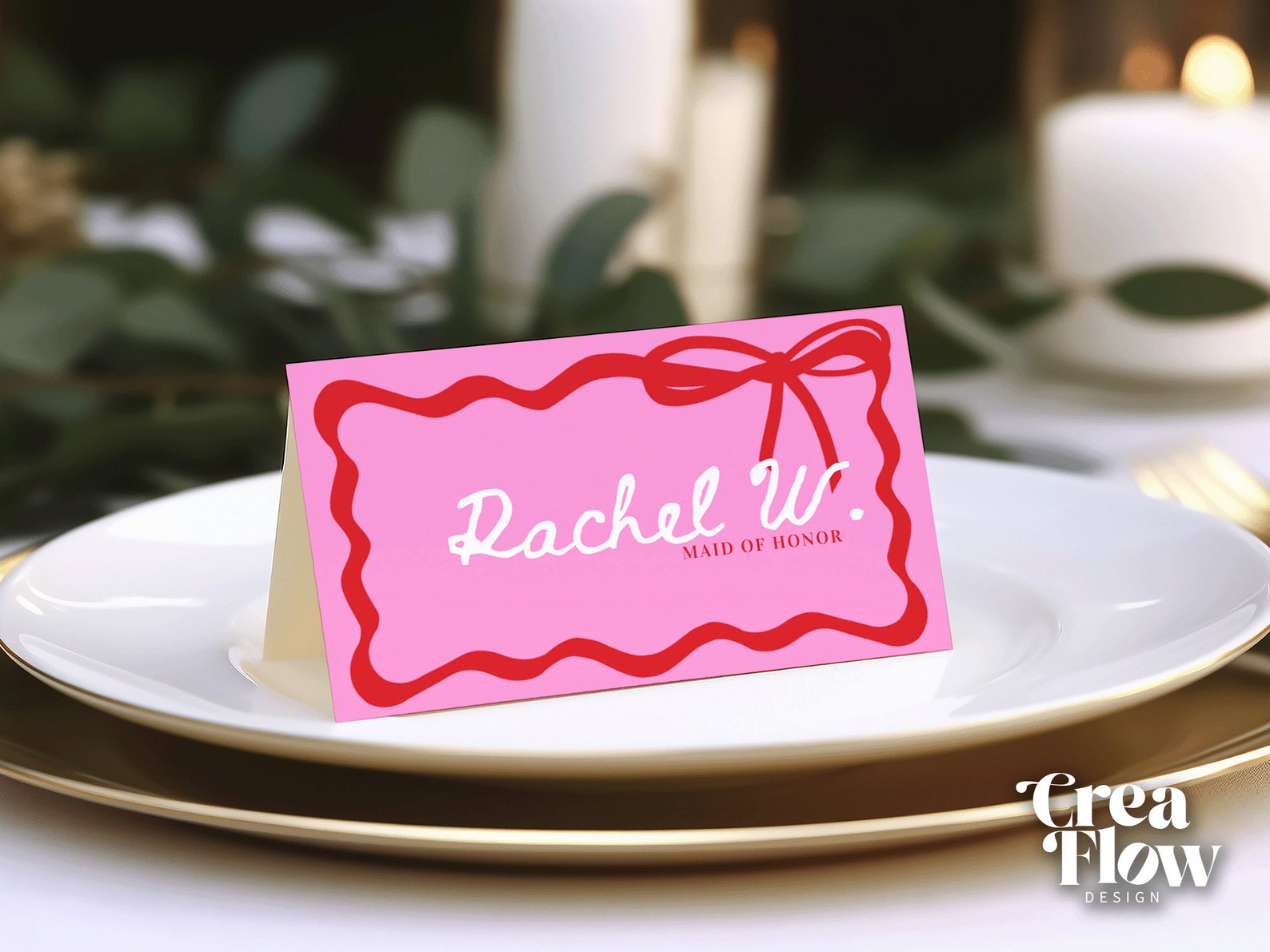 Pink Name Card Template, Editable Birthday Seating Card, Wedding Name ...