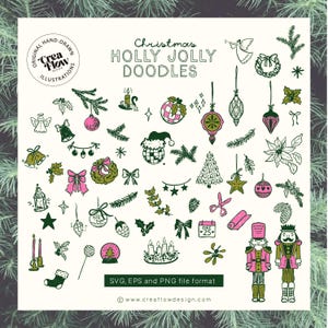 Hand-drawn Christmas Doodle Clipart Pack, Over 200 Whimsical Holiday ...