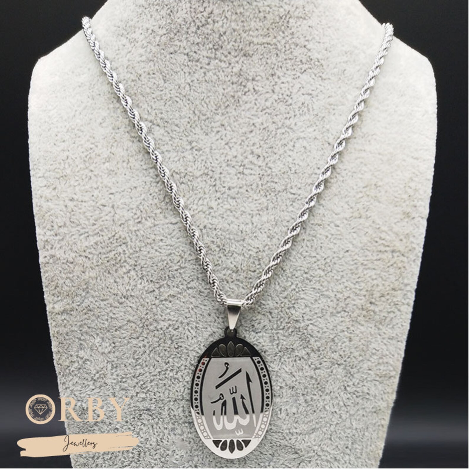 Oval Allah Pendant - Allah Name Necklace- Islamic Necklace - Oval ...