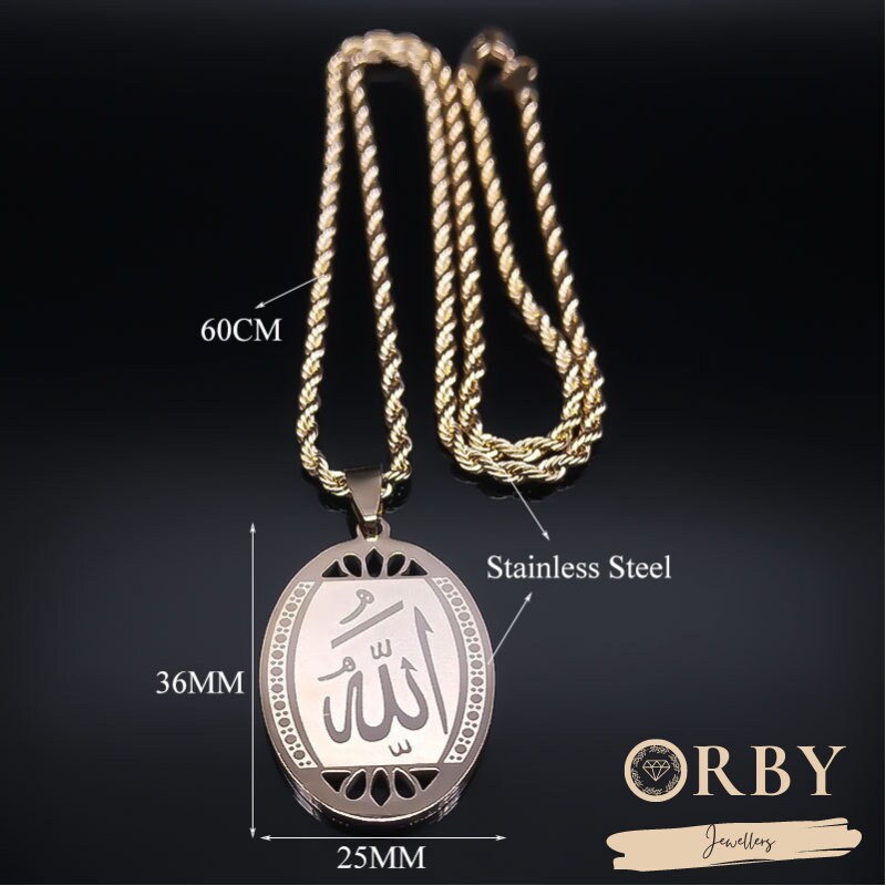 Oval Allah Pendant - Allah Name Necklace- Islamic Necklace - Oval ...