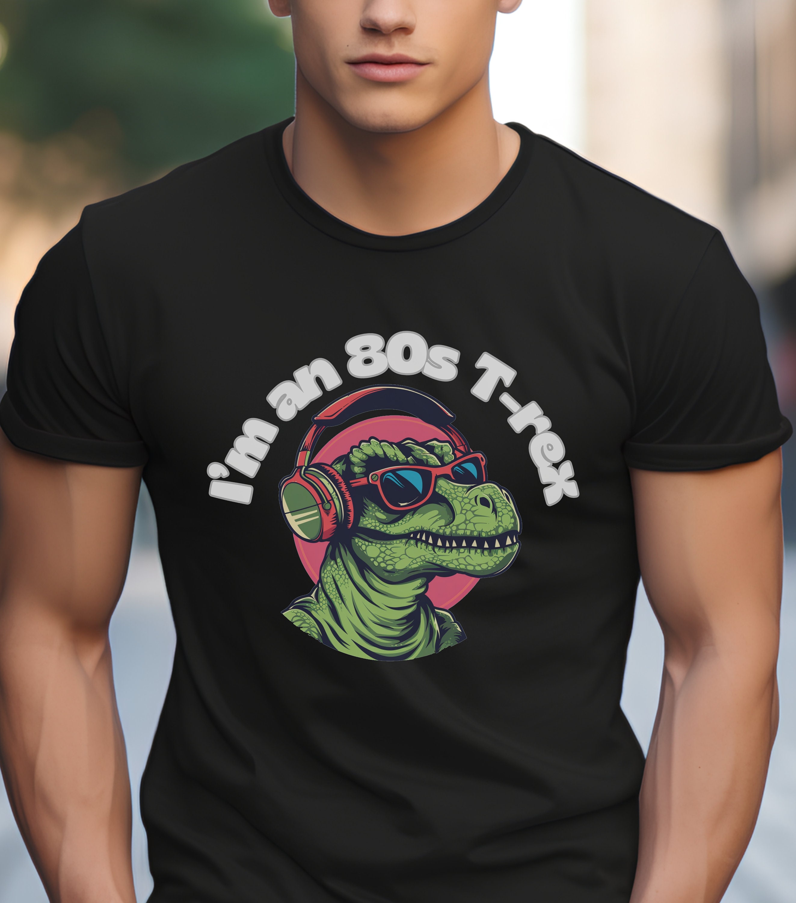 Dinosaur With Headphones T-rex, 80s Sunglasses Dino, Retro T-rex Art ...