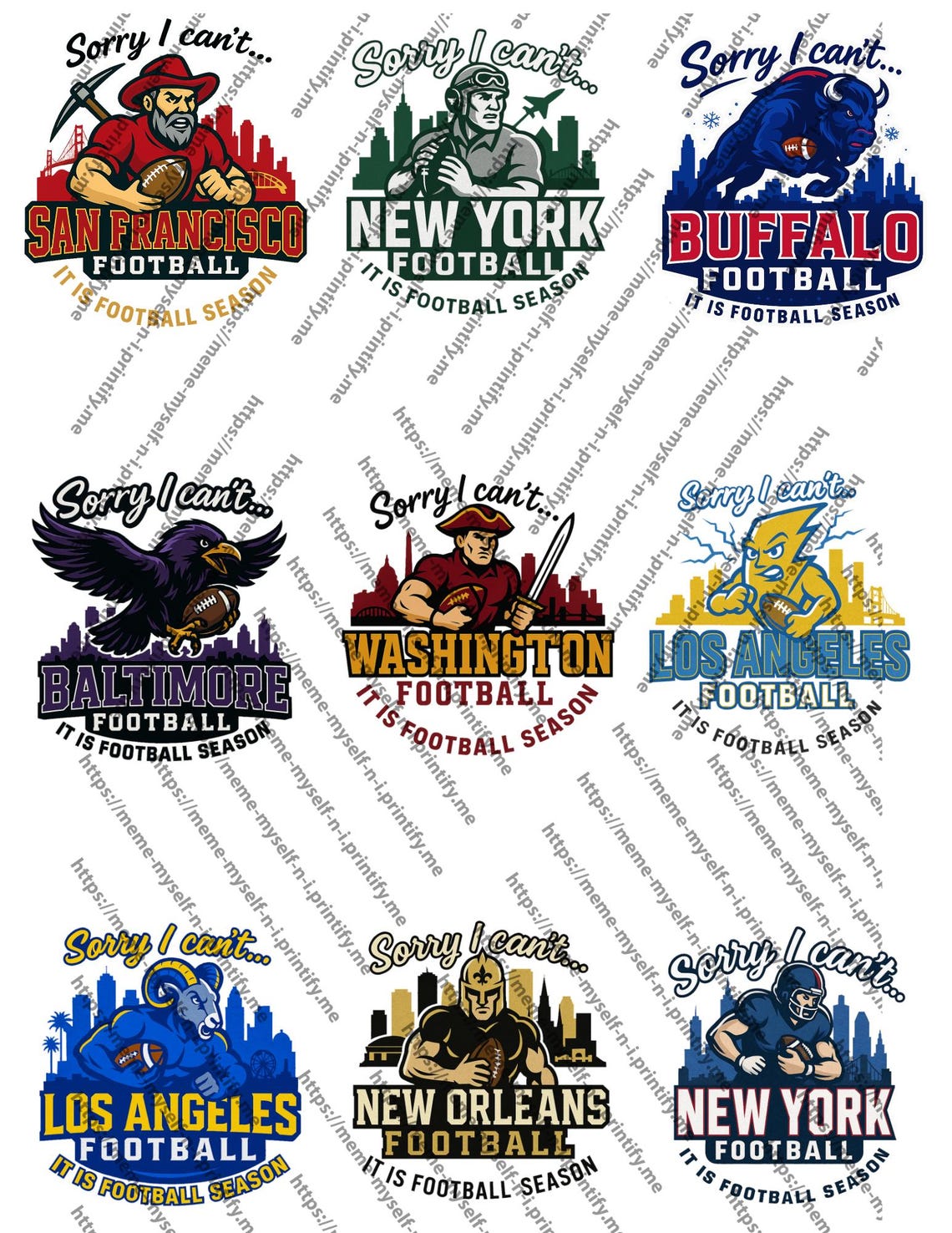 Football Mascot PNG Bundle – 32 Team Cities Designs (digital Download ...