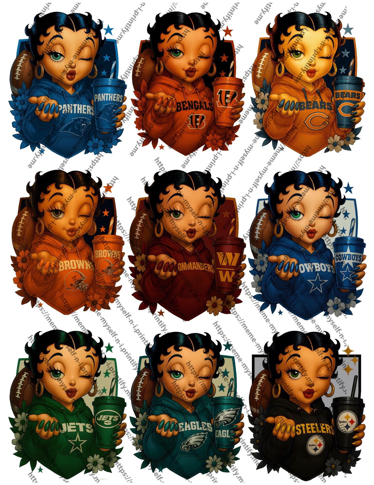 NFL Baddie Fan Art PNG Bundle – 32 Team Urban Cartoon Illustrations ...