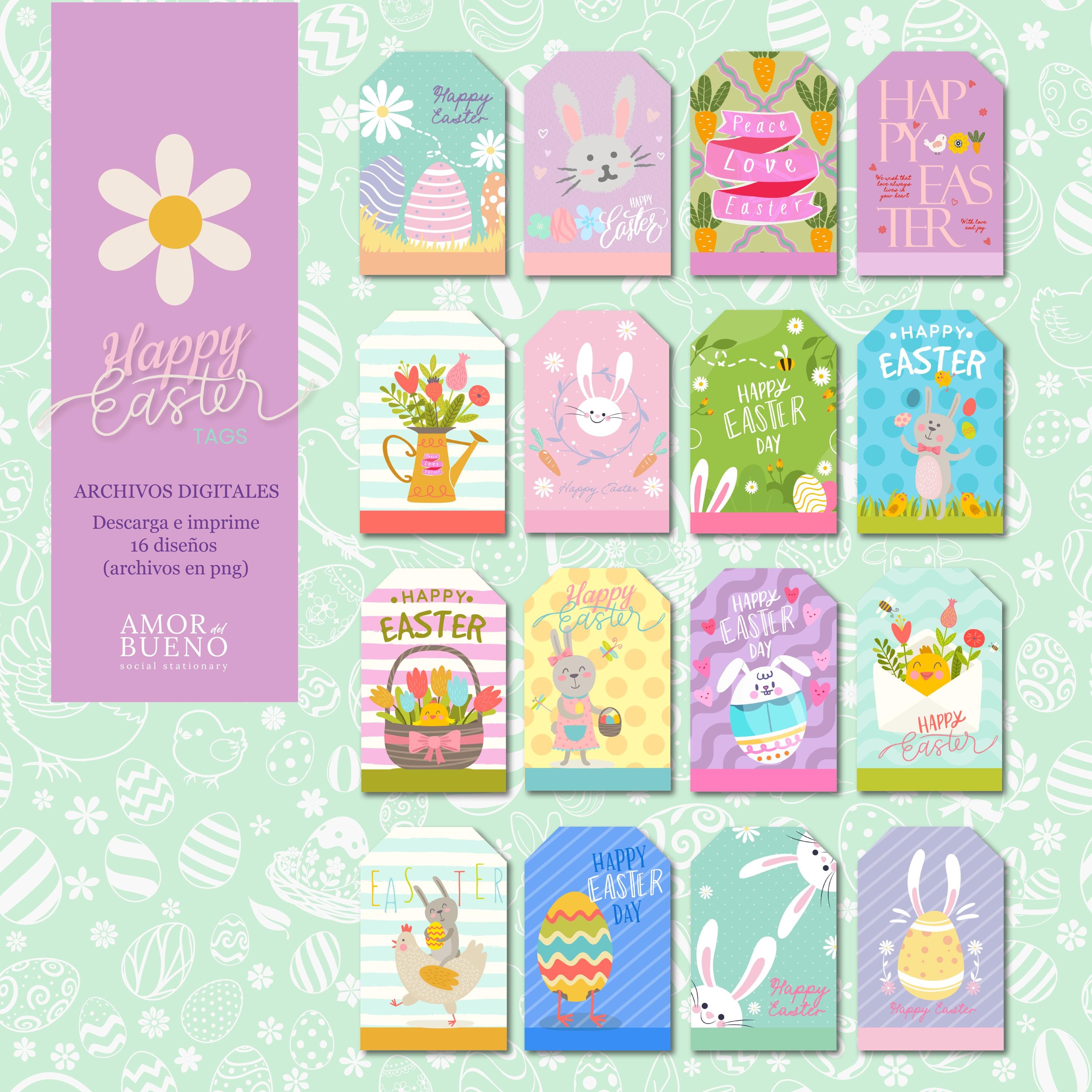 Printable Easter Gift Tags: 16 Designs (digital Download) - Etsy