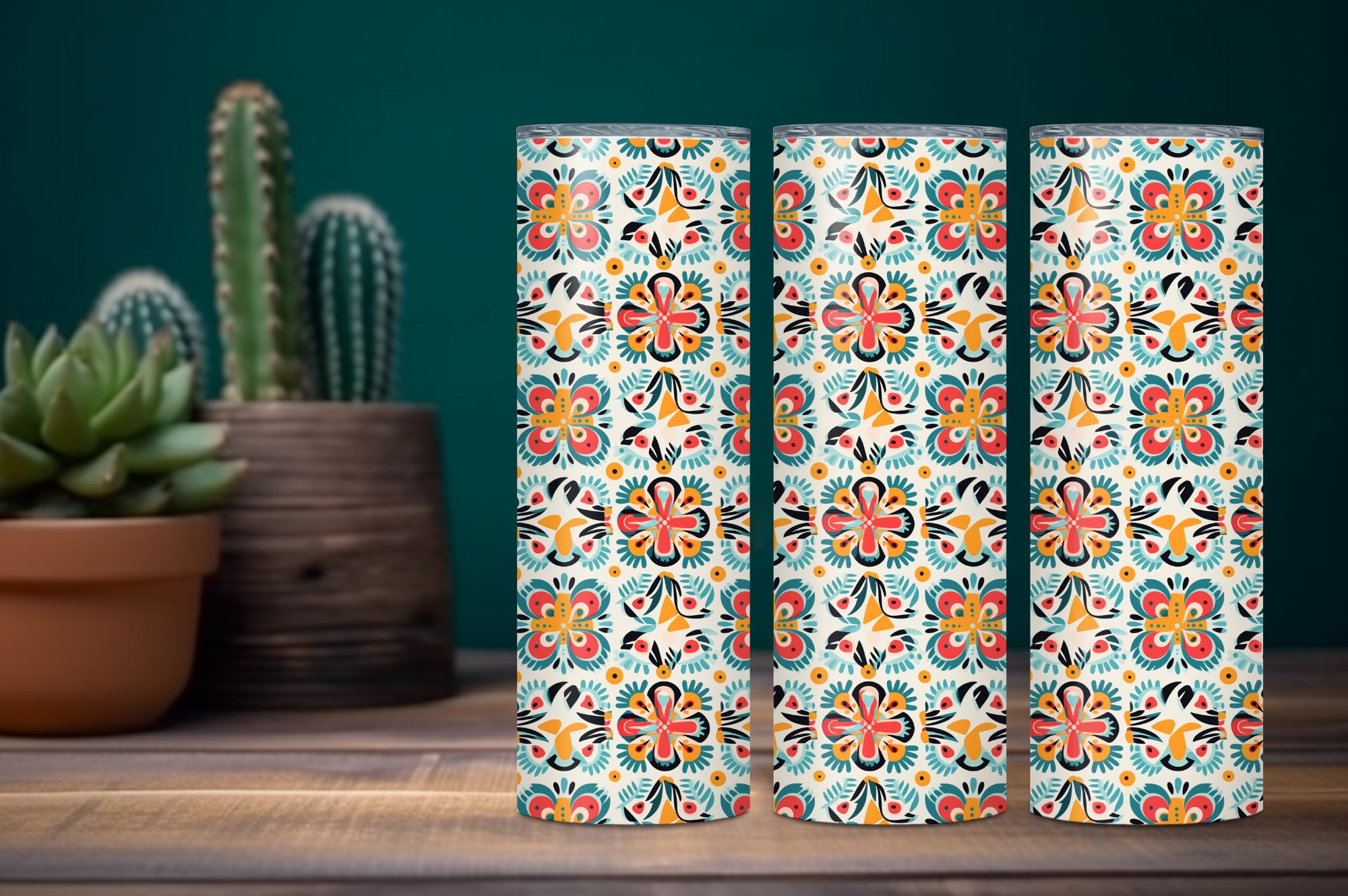 Printable Mexican Talavera Tumbler Wrap PNG Seamless Sublimation ...