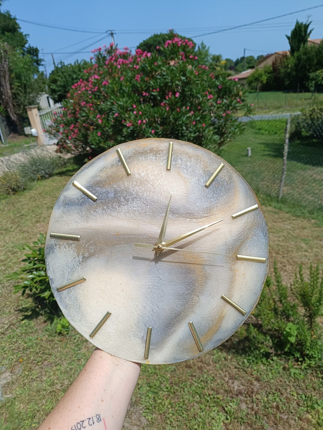 Resin Clock Shades of Beige Grey Gold 30cm - Etsy