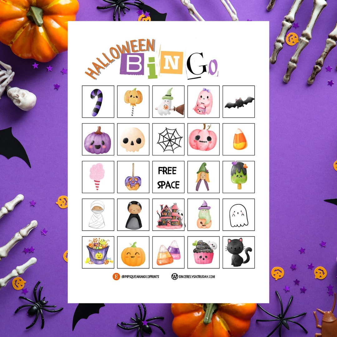 Halloween Bingo Game, Halloween Activity for Kids, 30 Halloween Bingo ...