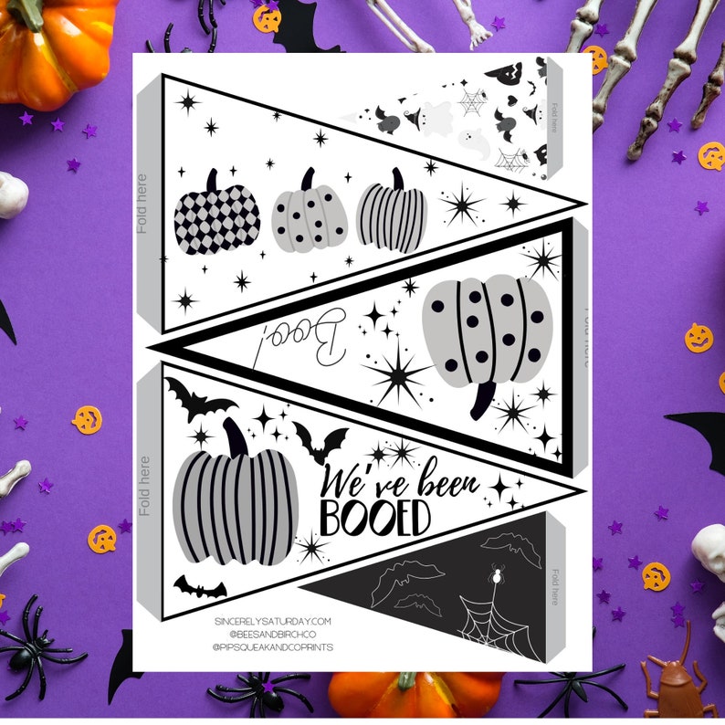 You've Been Booed, Set of 30 Pennant Flag Printables, Booed, Spooky ...