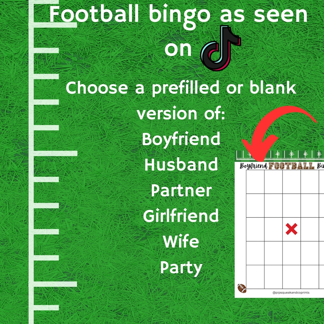 Football Bingo, Football Husband Bingo, Football Boyfriend Bingo ...