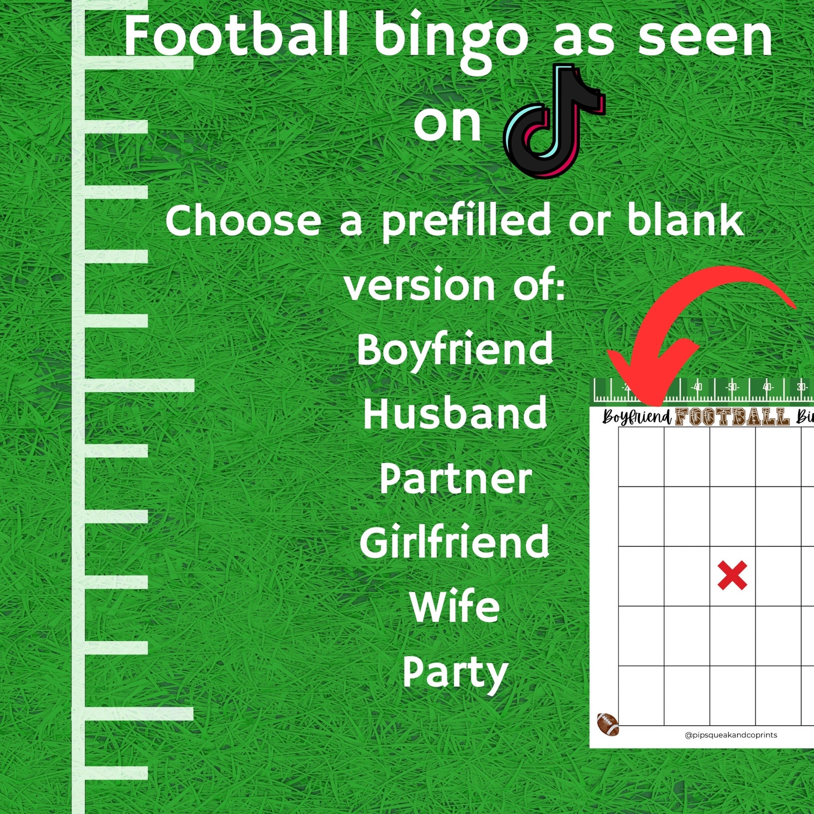 Football Bingo, Football Husband Bingo, Football Boyfriend Bingo ...