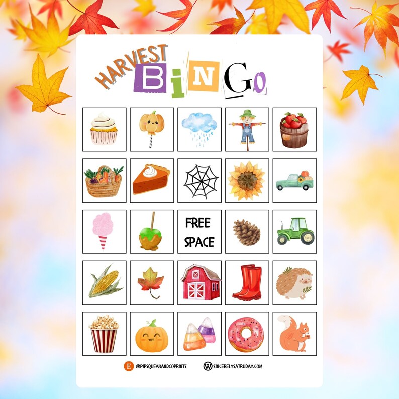 30 Fall Bingo Cards, Autumn Bingo Game, Printable Fall Party Games ...