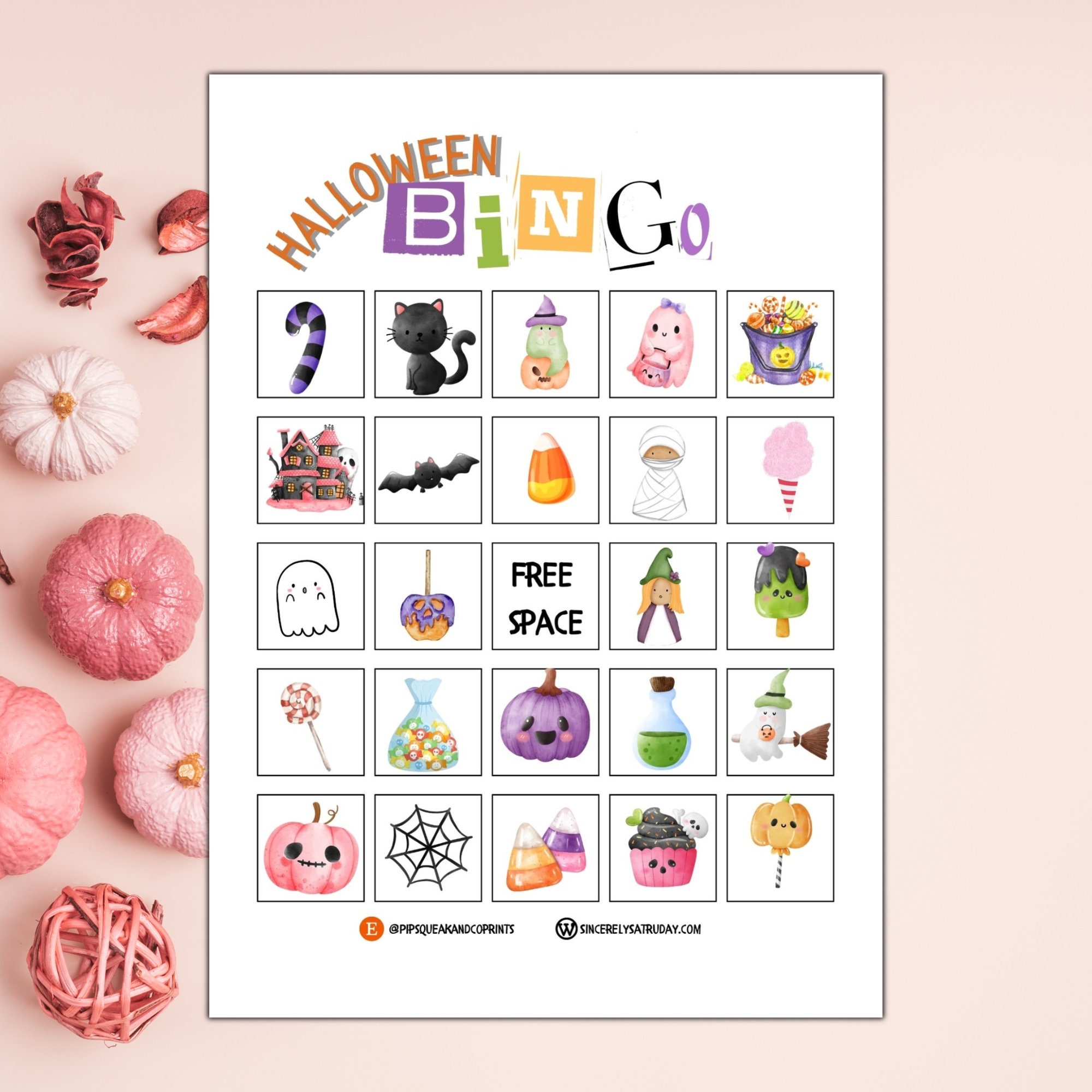 Halloween Bingo Game, Halloween Activity for Kids, 30 Halloween Bingo ...